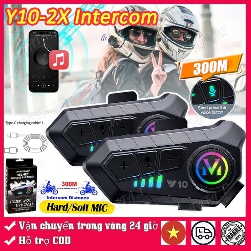 Y10 Intercom Tai Nghe Liên Lạc Bluetooth 5.3 Chống Nước Ipx6 Bộ Đàm Gắn ...
