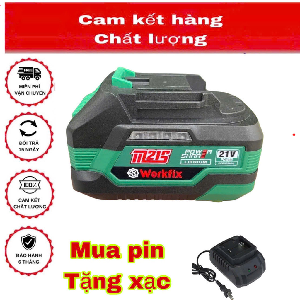PIN 10 CELL WORKFIX Xanh Lá Vỏ Chống Cháy, Chân Pin Phổ Thông M21, Dùng ...
