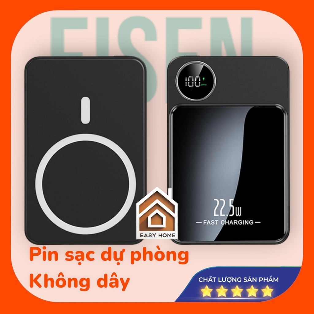 Pin dự phòng không dây từ tính EISEN 5000mAh sạc nhanh 22.5w, màn hình ...