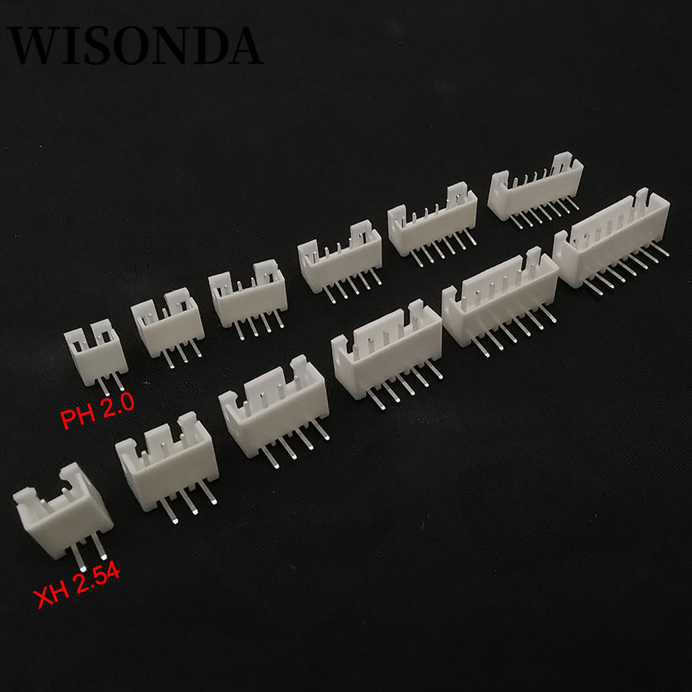 Bộ 50 XH 2.54 PH2.0 2P 3P 4P 5P 6P 7P 8P 9P 10P 12 Pin Nam Cắm Góc Phải Đầu Nối Dây Điện Pin ...