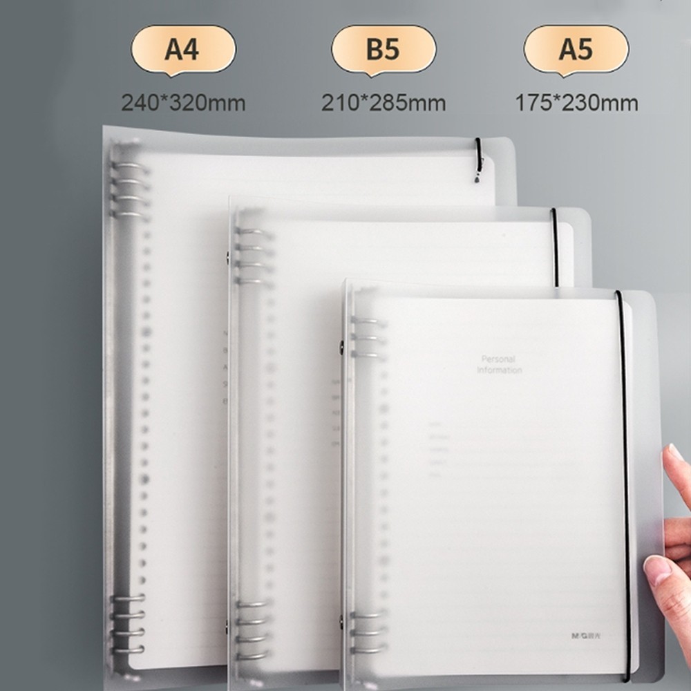 Sổ Còng A4/B5/A5 M&G, Còng Sắt 6/8 Lỗ, Bìa Nhựa Trong Suốt PP Màu Trắng/Đen, Ruột Sổ 60 Tờ 120 ...