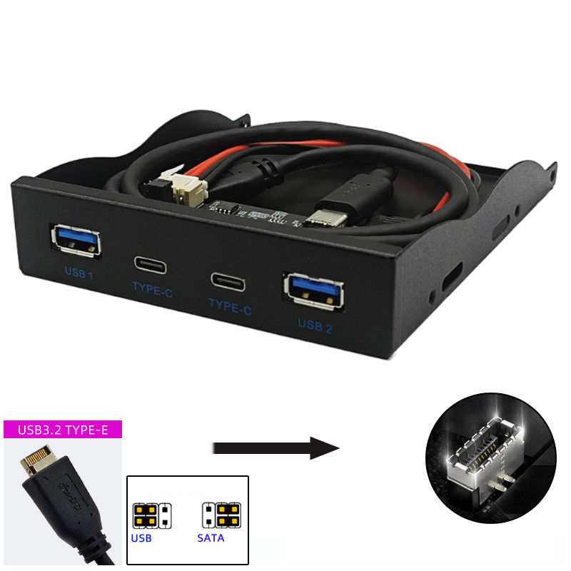 Mới 10G USB 3.2 GEN2 Bảng điều khiển phía trước HUB 2x USB3.2 GEN2 + 2x Bộ chuyển đổi Type-C ...