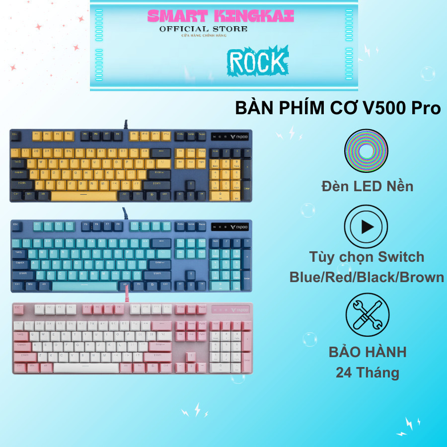 Bàn Phím Cơ Rapoo V500 Pro Yellow Blue (Switch Rapoo) | Shopee Việt Nam