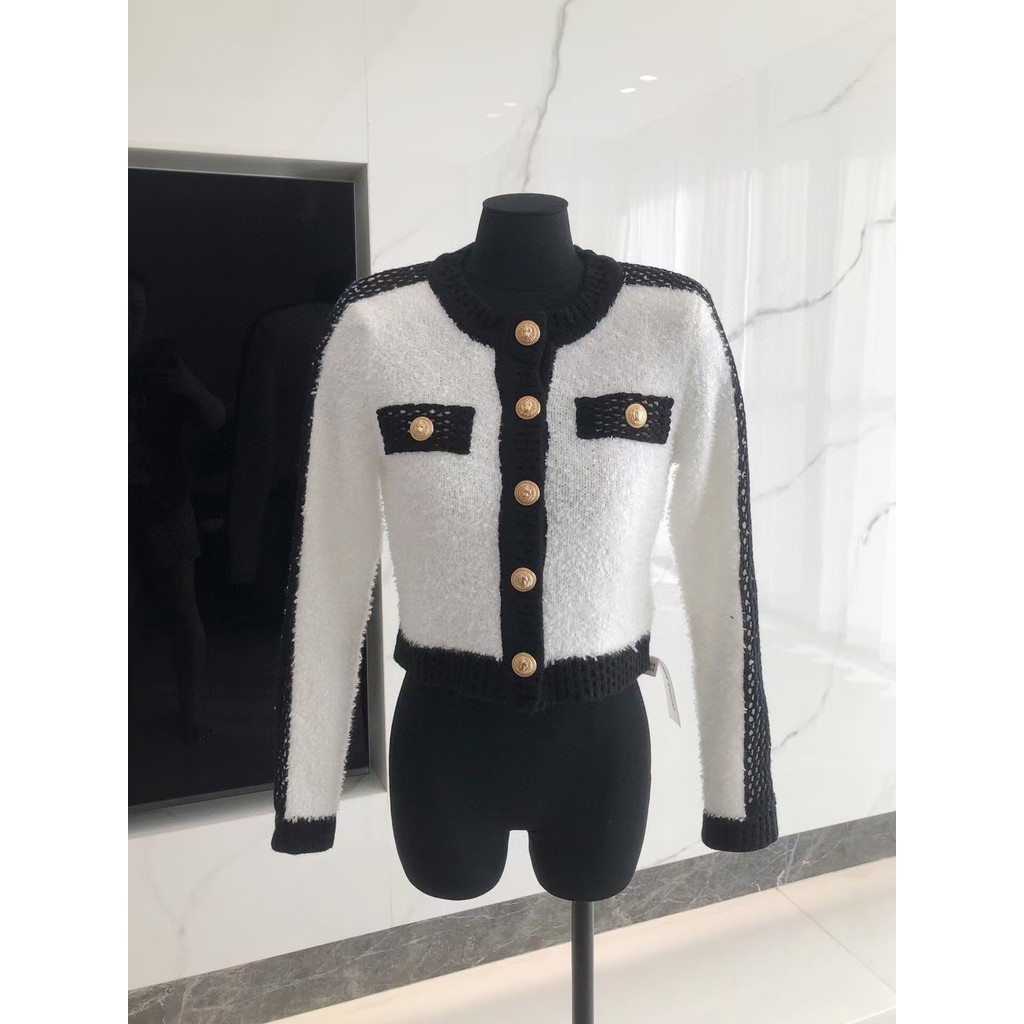 French Socialite Elegant Fashion CH##ANE Black and White Contrast Short ...