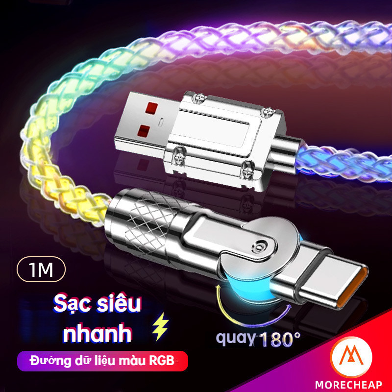 Cáp Sạc Nhanh USB Có Đèn LED， USB/Type C Cáp phát sáng LED，Hỗ trợ sạc nhanh đầy đủ giao thức ...