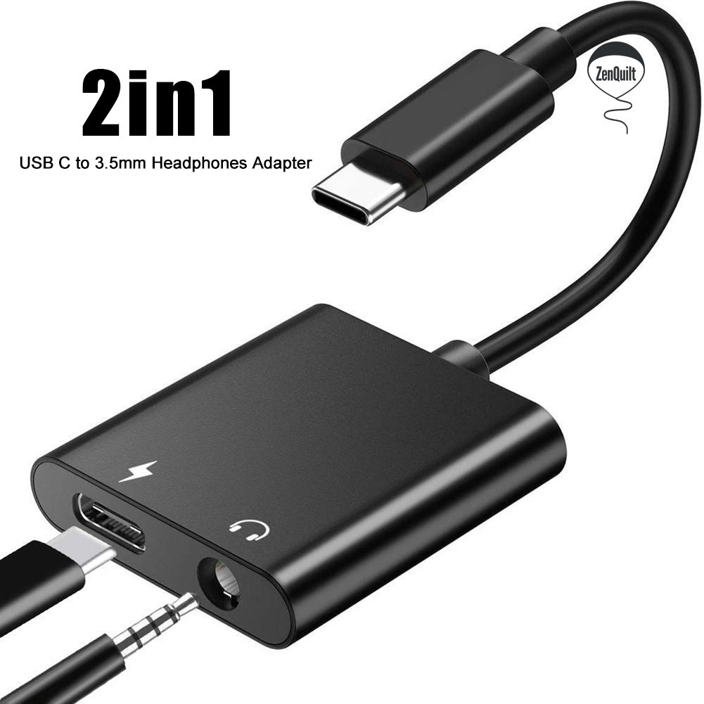 Giắc cắm tai nghe ZenQuilt-2 trong 1 Type-C sang 3,5mm Bộ chuyển đổi âm thanh Bộ chuyển đổi sạc ...