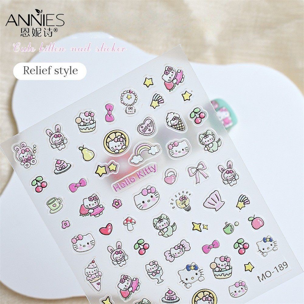 Nail Art Loopy Hello Kitty Nail Sticker 3d Embossed Ba chiều Little ...