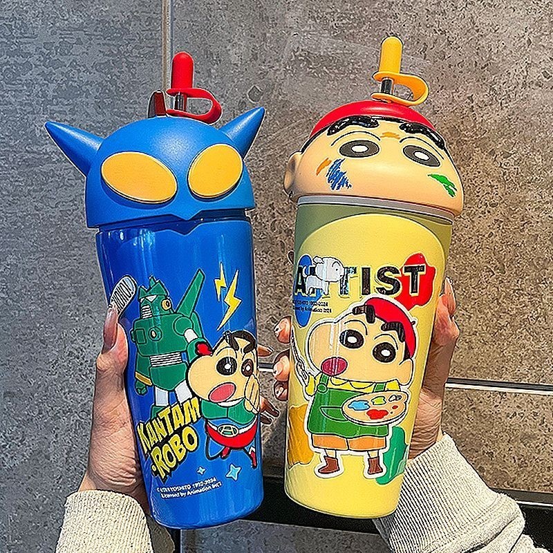 2024 Crayon Shin-Chan Cốc Nước 600ml Chai Dung Tích Lớn Có Ống Hút Bình ...