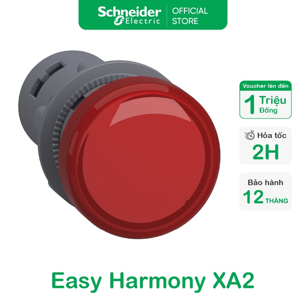 Đèn Báo Tròn Phi 22mm 220V AC/DC Schneider XA2EVM1LC XA2EVM3LC ...