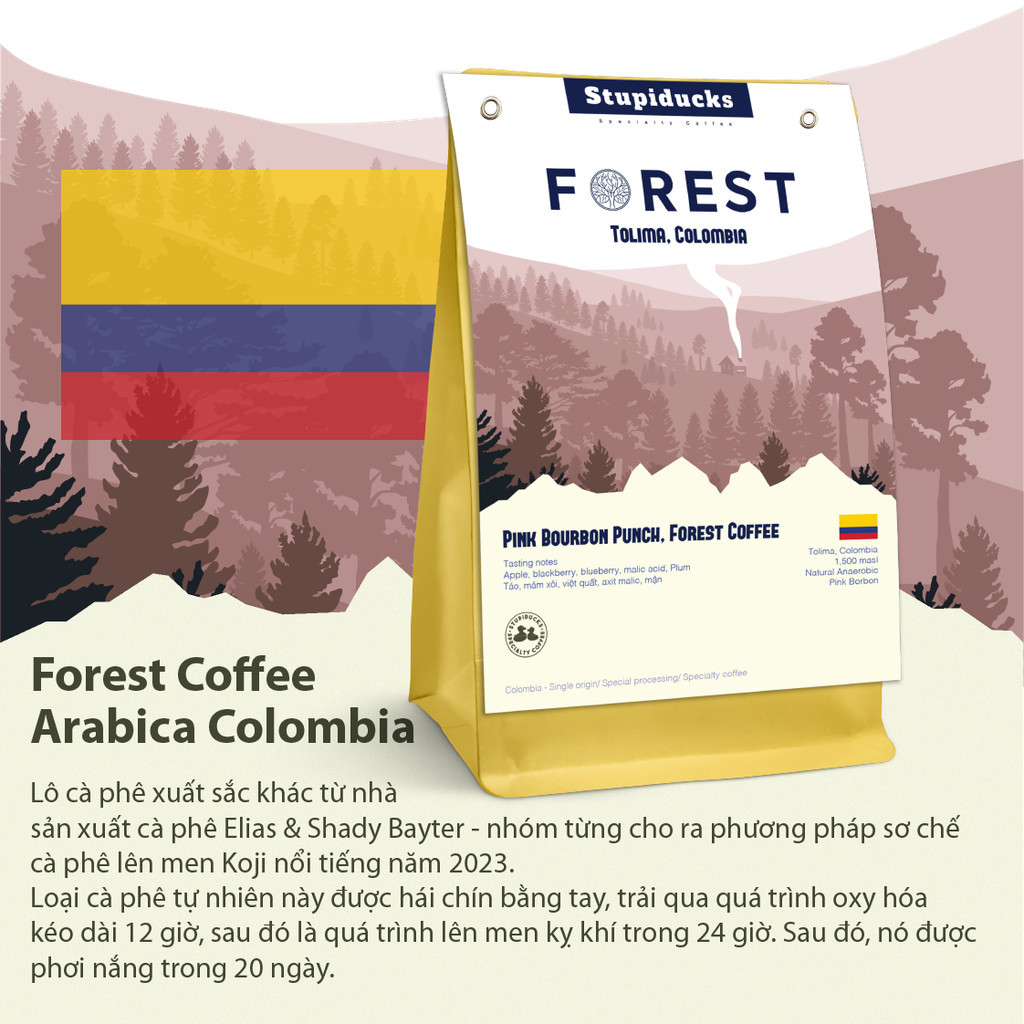 Cà Phê Arabica Specialty Colombia Forest Coffee Pink Bourbon Punch ...