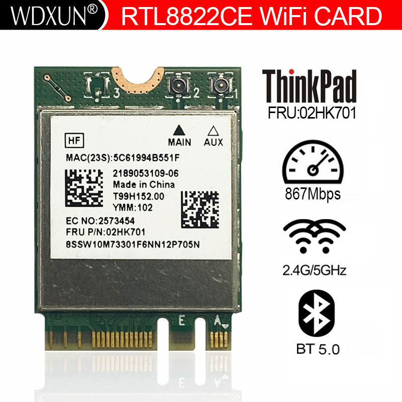 Rtl8822ce 8822CE 802.11AC WiFi không dây 867Mbps Bluetooth 5.0 NGFF FRU ...