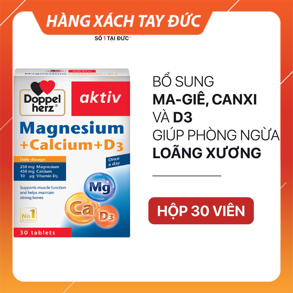 [TPCN Nhập Khẩu] Viên uống bổ sung Canxi phòng ngừa loãng xương Doppelherz Magnesium + Calcium ...