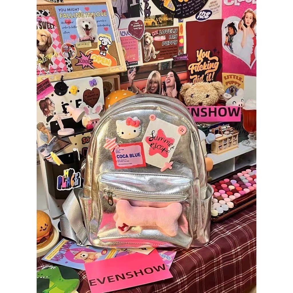 Deere JACK Ba lô nữ y2k ngọt ngào và mát mẻ cay cô gái kitty dễ thương ...
