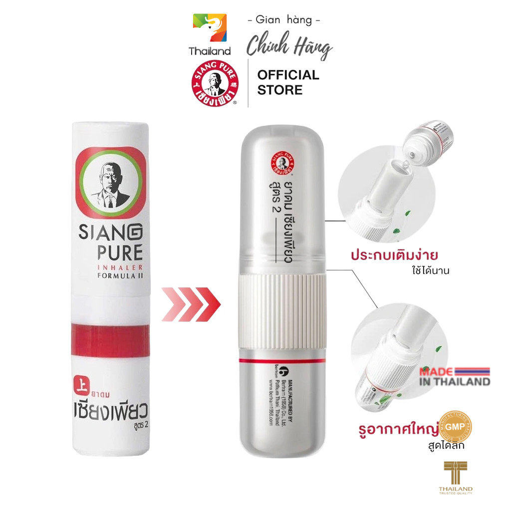 Ống hít 2 đầu ông già Siang Pure Inhaler & Oil 2 in 1 Thái Lan | Shopee ...