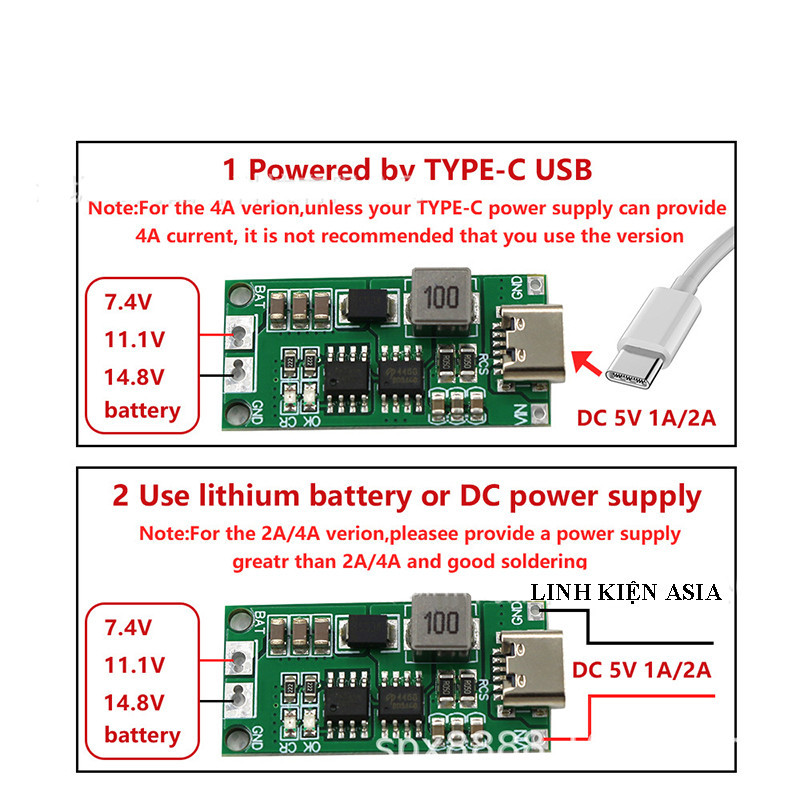 Mạch sạc tăng áp sạc pin 2S (8.4V) 3S (12.6V) 4S (16.8V) đầu vào cổng TypeC 5V | Shopee Việt Nam
