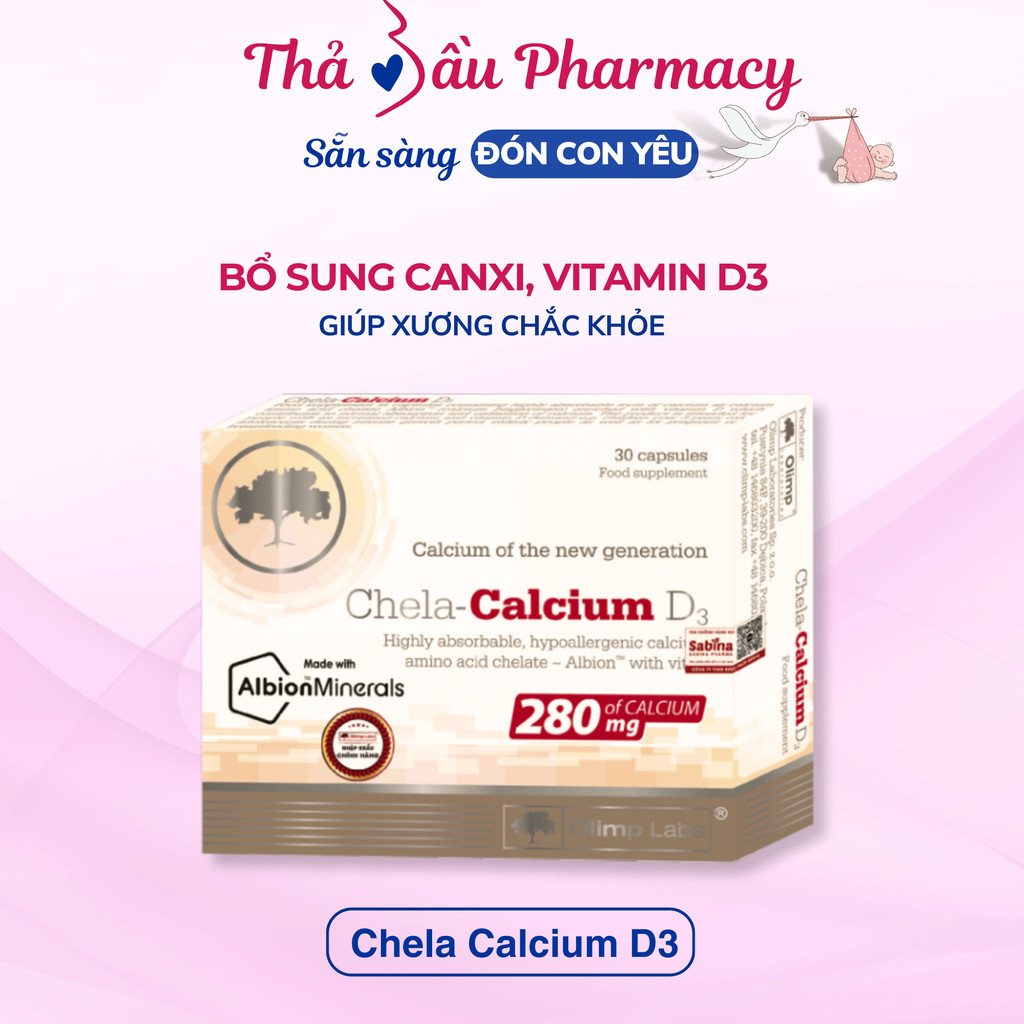 Canxi Chela-Calcium D3 - Bổ Sung Canxi Bầu, Vitamin D3, Giúp Xương Chắc Khỏe (Hộp 30 Viên ...