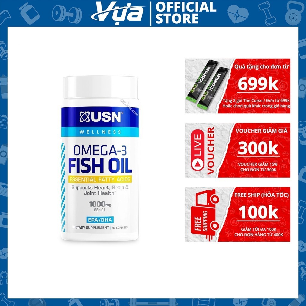 Viên Uống USN - Omega-3 Fish Oil (90 viên) - Bổ Sung DHA, EPA Cho Sức ...