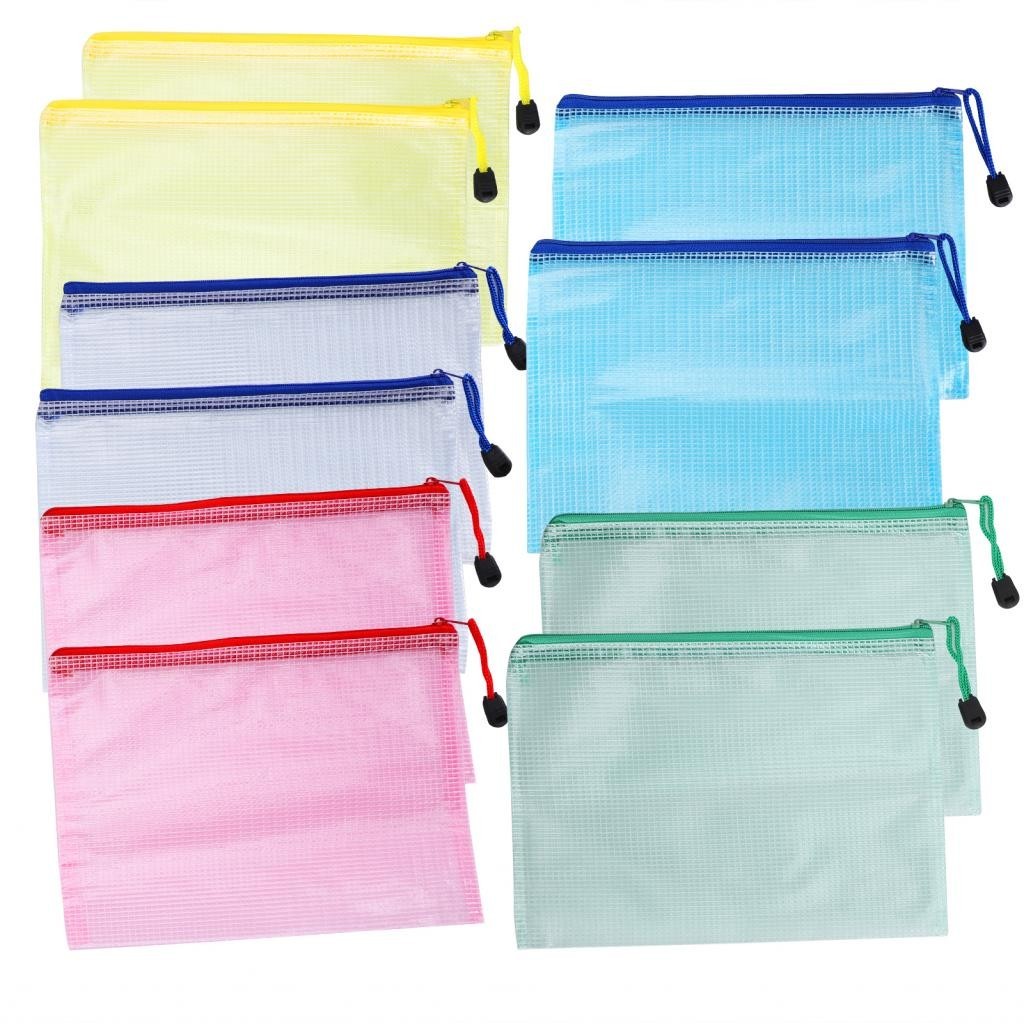 Justgogo 10Pcs Zipper File Bag Mesh A5 Document Pouch Protective Pocket ...