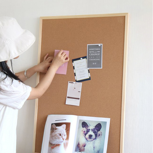 Bảng ghim bần khung gỗ tự nhiên size 60x90cm [ Set bảng kèm 10 đinh ...