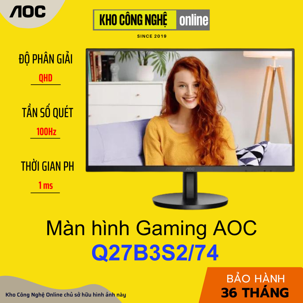 Màn hình AOC Q27B3S2/74 27 inch QHD 100Hz 1ms Tấm nền IPS (Hàng Chính ...