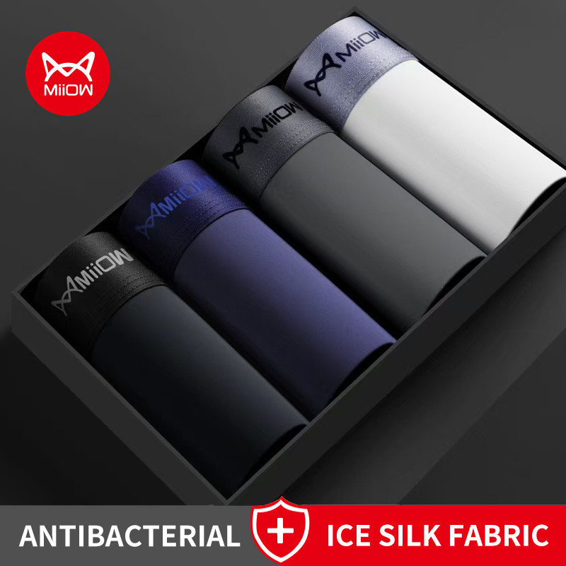 Miiow 4 Nam Boxer Quần Short Graphene Kháng Khuẩn Băng Lụa Nam Quần Lót Người Quần Lót Liền Mạch ...