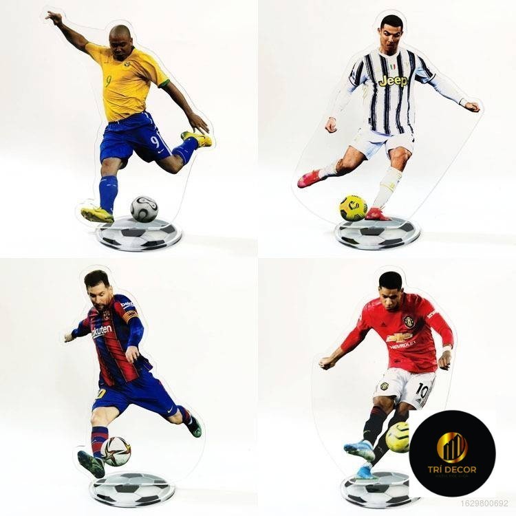 Mô hình nhân vật cầu thủ bóng đá Ronaldo Beckham Messi Mbappe Haaland bằng nhựa acrylic mới in 2 ...