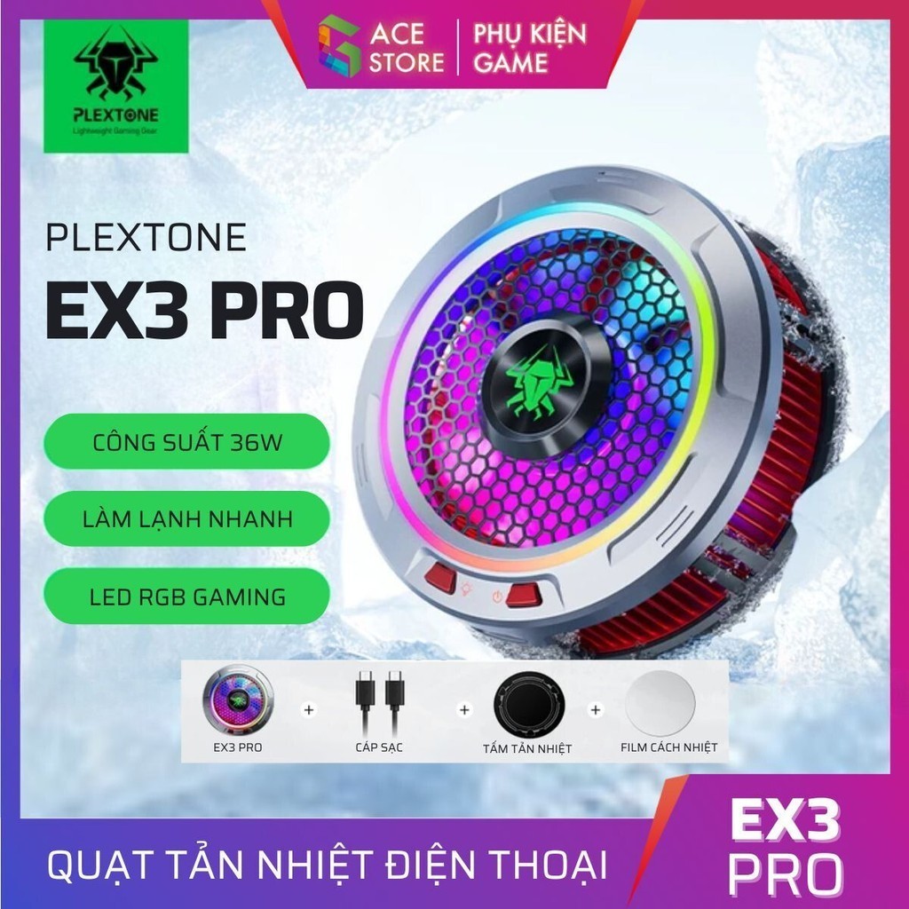 Plextone EX3 PRO | Quạt tản nhiệt từ tính dành cho điện thoại và máy tính bảng công suất 36W làm ...