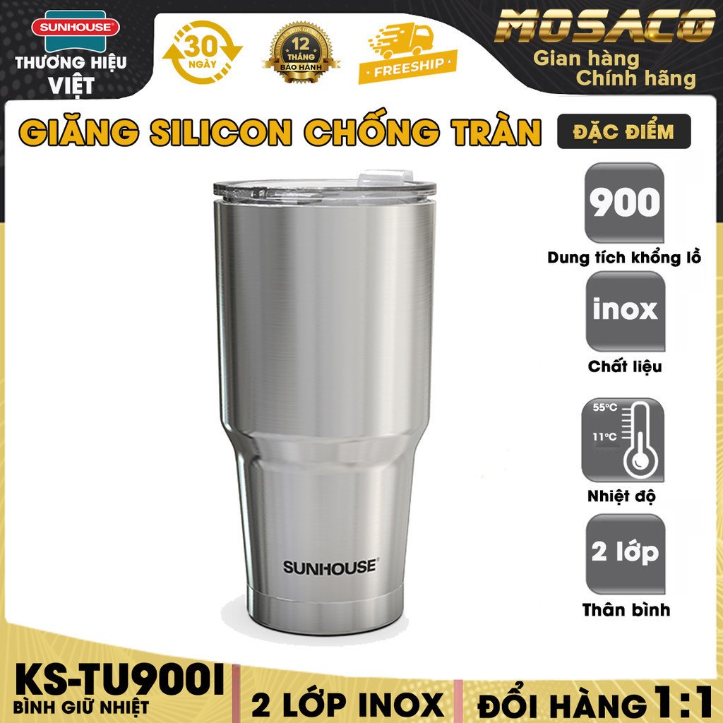 Bình giữ nhiệt Inox 304 Sunhouse 900ml KS-TU900 - ly inox giữ nhiệt ...