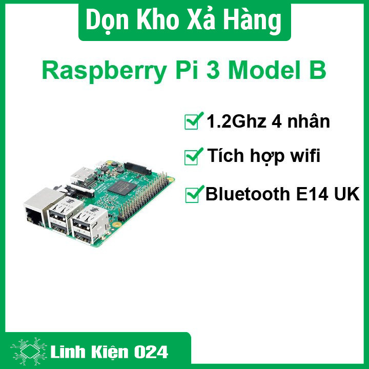 Mạch Raspberry Pi 3 Model B tích hợp wifi và bluetooth E14 UK RS ...