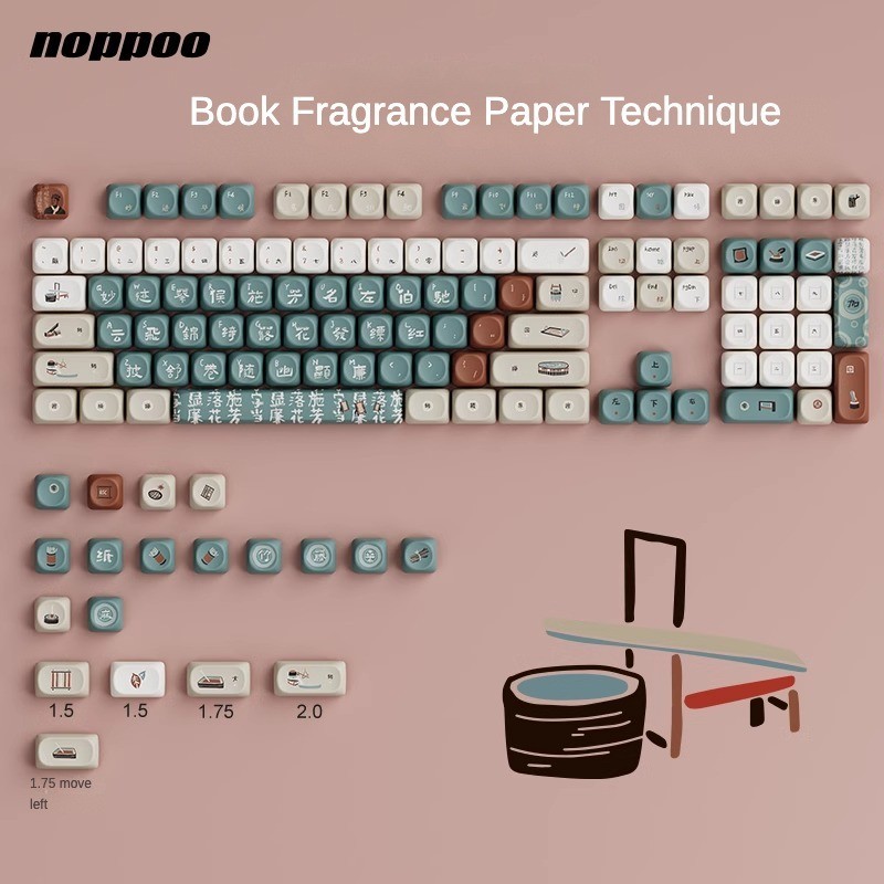 Pbt Dye Thăng Hoa Bookish Papercraft Xanh Retro Keycaps Bàn Phím Cơ ...