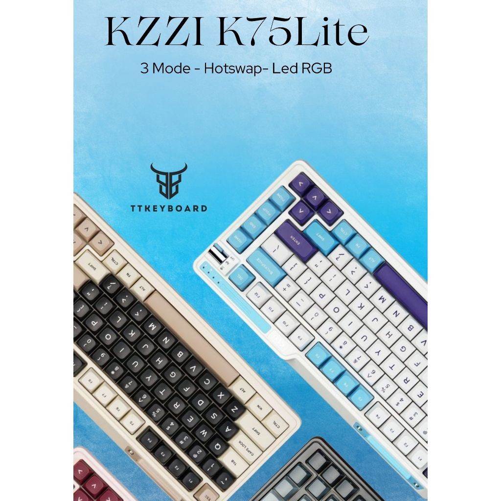 Phím Cơ Không Dây KZZI K75 Lite - 3 Mode Kết Nối - LED RGB - Mạch Xuôi - Full Foam - Hotswap 5 ...