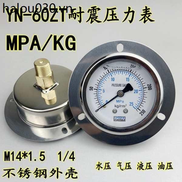 Đồng hồ đo áp suất chống sốc bằng thép không gỉ Yn60zt Đồng hồ đo áp suất dầu thủy lực Áp suất ...