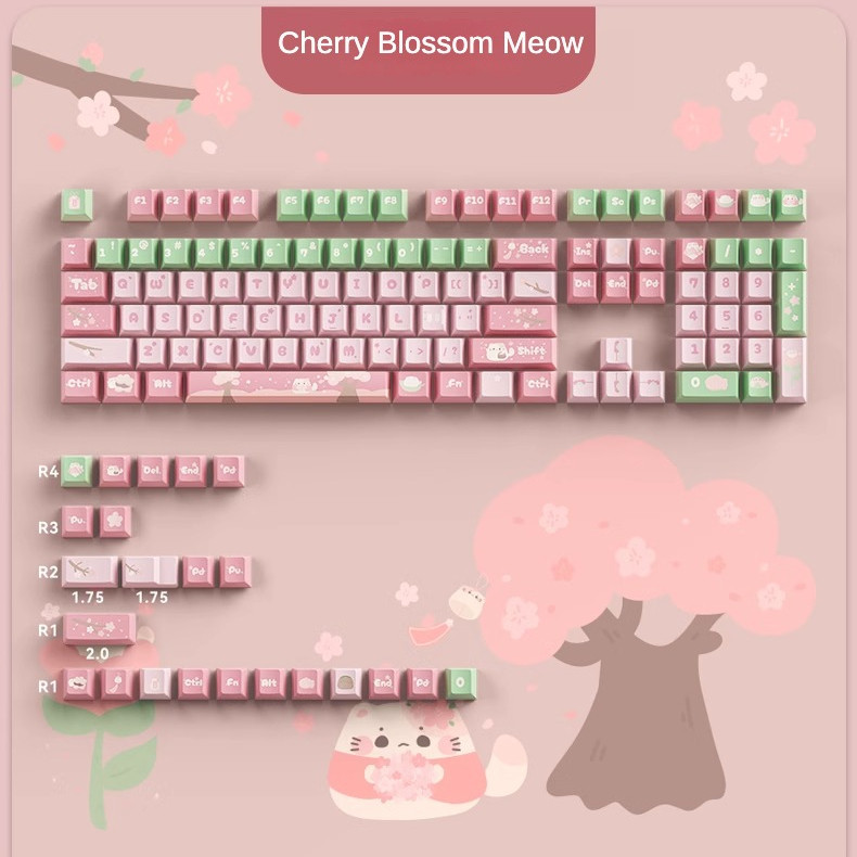 Pbt Dye Thăng Hoa Màu Hồng Keycaps Sakura Meow Bàn Phím Cơ Chính Hãng ...