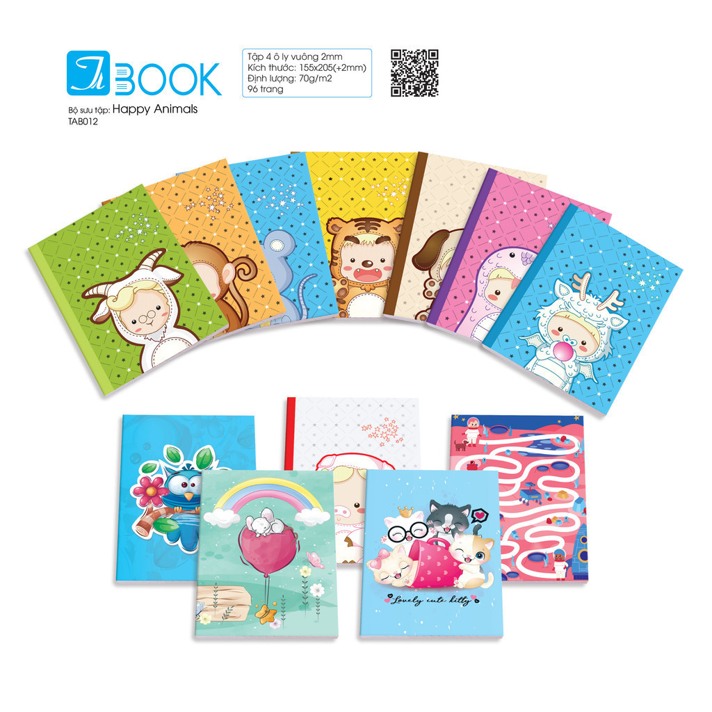 [HCM]10 cuốn Tập học sinh Happy Animal hiệu Tabook, 96 trang ĐL70 ...