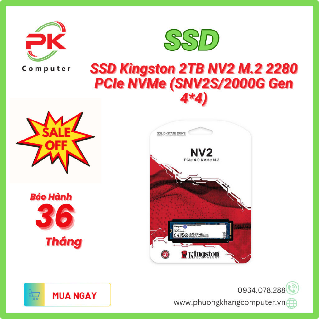 SSD Kingston M.2 PCIe 2T KINGSTON NV2 NVMe Gen4X4 | Shopee Việt Nam