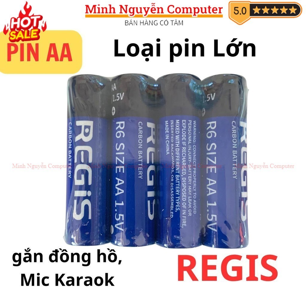 Pin AA 1.5v REGIS High Energy Carbon Battery, Pin 2A dùng cho Karaok ...