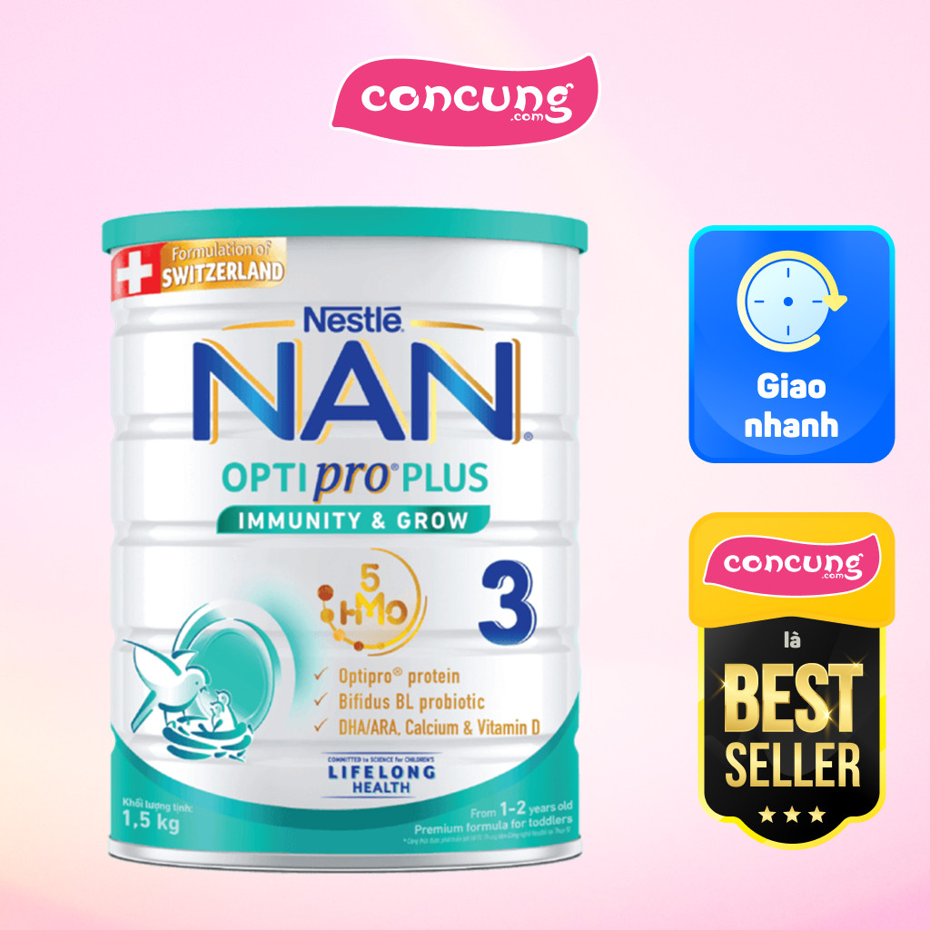 Sữa Nan Optipro PLUS 3 1.5kg, với 5HMO, công thức từ Thụy Sĩ (1-2 tuổi) | Shopee Việt Nam