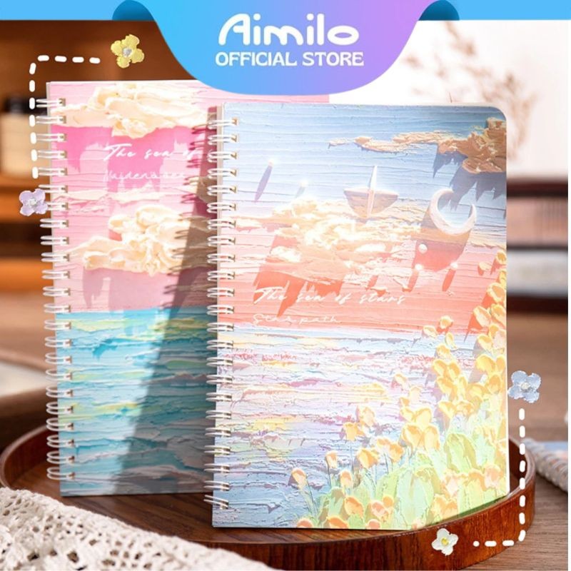 【Aimilo】Vở lò xo combo 4 quyển kép kẻ ngang kích thước A5 tiêu chuẩn ...