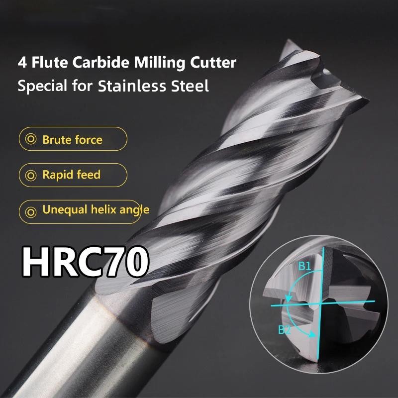 1pc 4 Sáo HRC70 Carbide Flat End Mill D1-D10 U-groove CNC Dụng cụ cắt Hợp kim cacbua phay ...