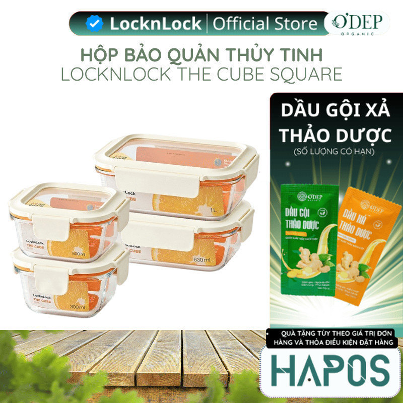 Hộp đựng thực phẩm thủy tinh LocknLock The Cube Square, Hàng chính hãng ...