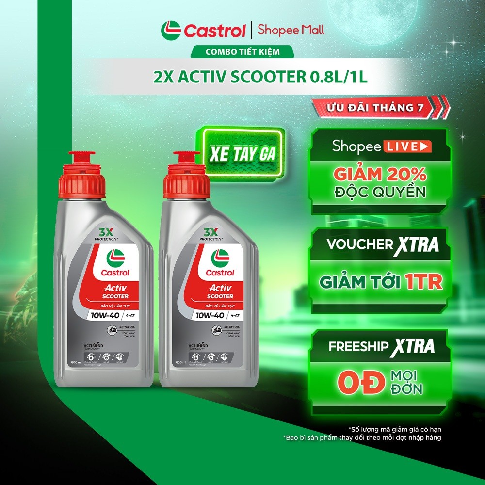 Dầu nhớt xe tay ga Castrol ACTIV SCOOTER 10W-40 4-AT (0.8/1L) (hàng ...