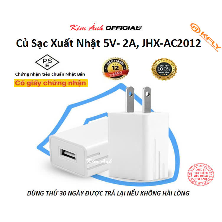 Củ sạc 2A xuất Nhật KFLY (JHX-AC2012), chứng nhận PSE tiêu chuẩn Nhật Bản, dùng thử 30 ngày, bảo ...
