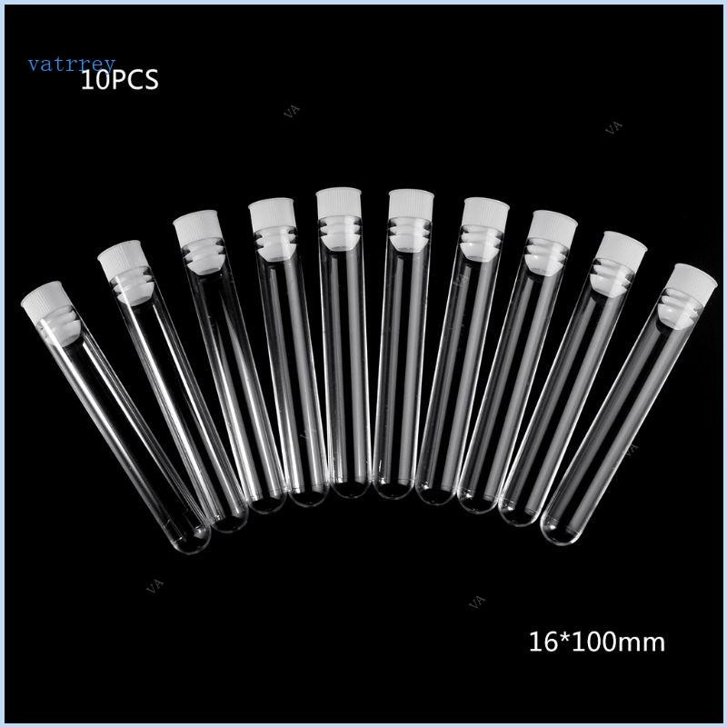 10Pcs Plastic Test Tubes Lab Test Tool With Screw Cap Transparent ...