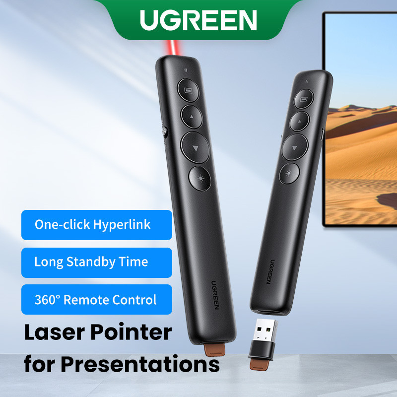 Ugreen Trình bày không dây Trình bày từ xa Clicker Laser Con trỏ 2.4GHz USB Powerpoint PPT Bút ...