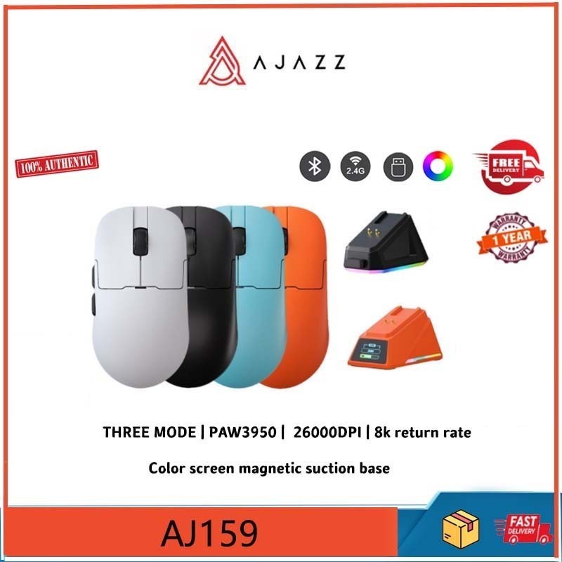 Chuột không dây Ajazz AJ159 Apex với ba chế độ cảm biến PAW3950, tốc độ ...