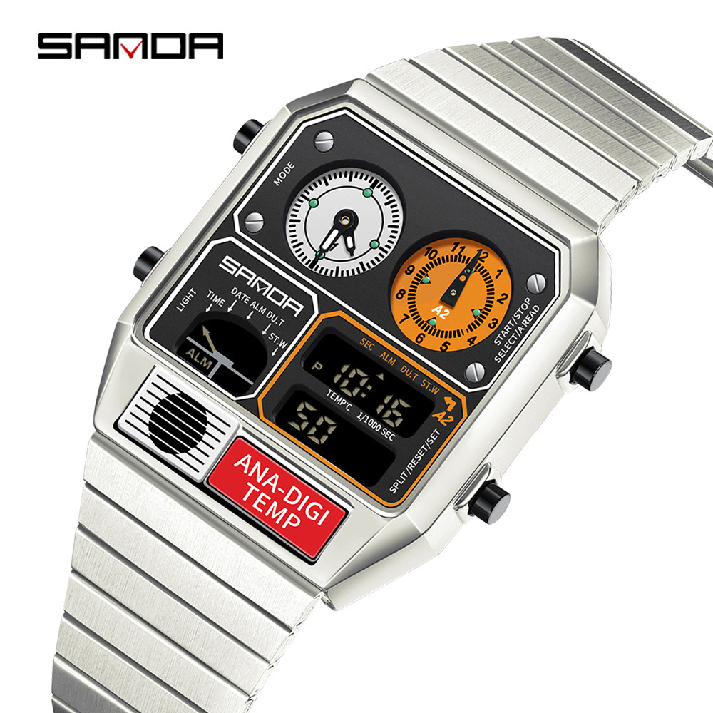SANDA 3192 Điện Tử Vuông Nam Thanh Niên Nhiệt Kế Đa Năng Đồng Hồ Bấm ...