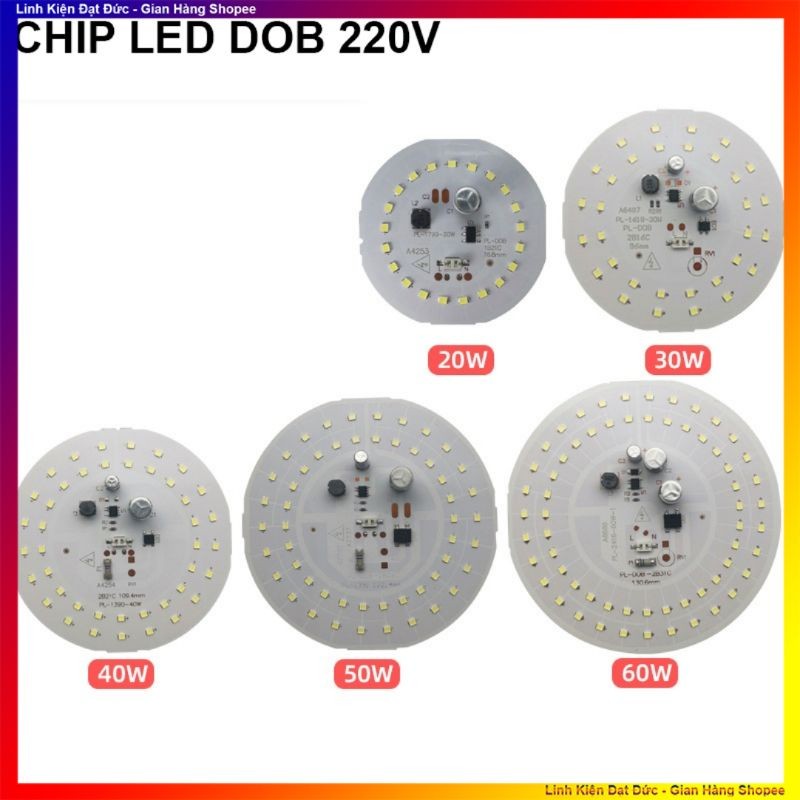 Chip LED DOB 220V 20w 30w 40w 50w 60w độ sáng cao Tích hợp Tụ Nguồn ...