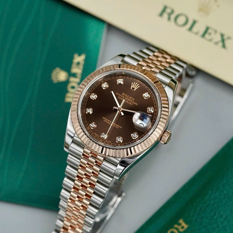 Đồng hồ RL Date Just Chocolate Diamond Dial Steel | Shopee Việt Nam