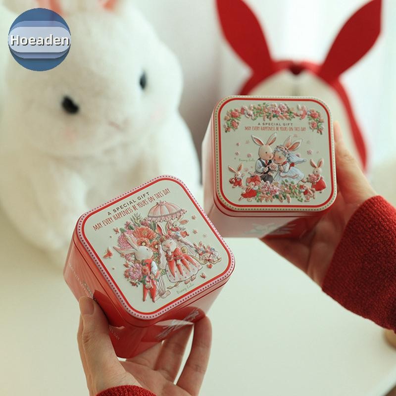 Hoeaden Phục Sinh Hộp Vuông Hộp Kẹo Thỏ Phục Sinh Pring Tinplate Case ...