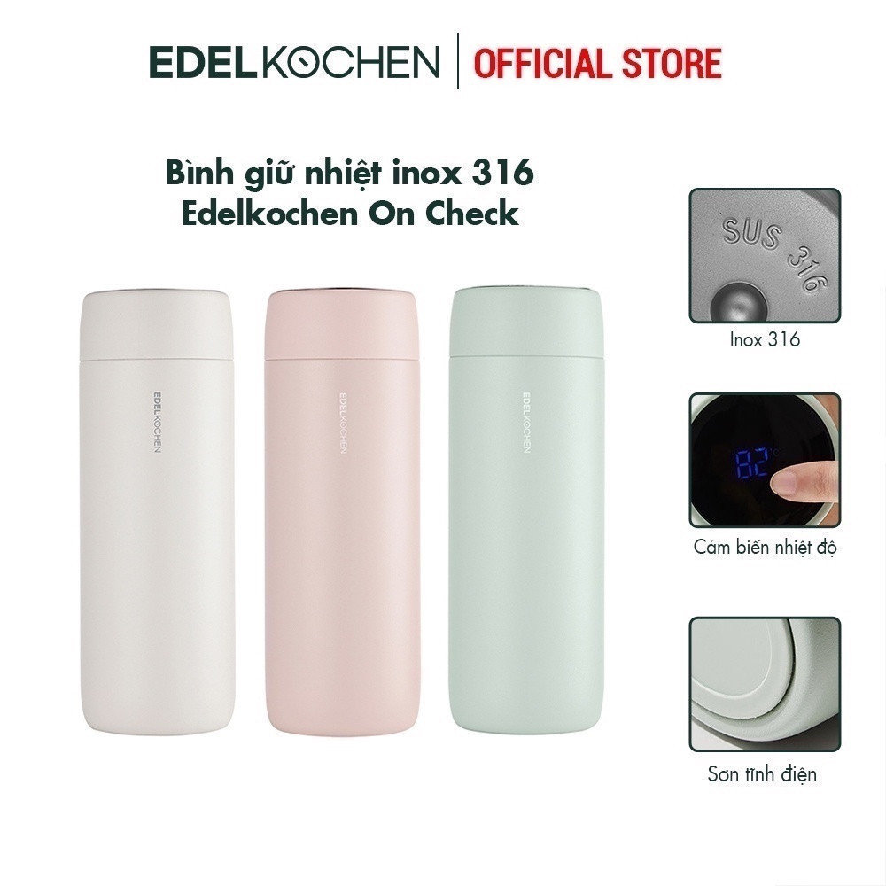 Bình giữ nhiệt inox 316, màn hình led kiểm tra nhiệt độ Edelkochen On Check – 430ml | Shopee ...